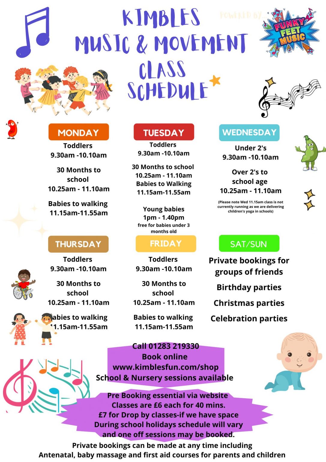 Kimbles music and movement timetable | kimblesfun